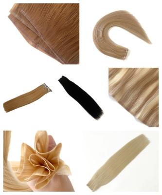 China 100g Remy Human Hair PU Skin Weft Straight Hand Tied Mini Flat Weft for Salon 14-26 Inch for sale