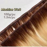 China 100g Double Drawn 100 Cuticle Remy Human Hair Machine Weft Extension 14-26 Inch for sale