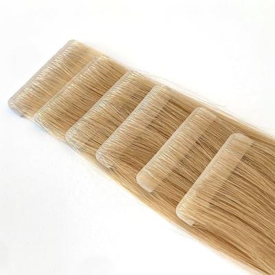 China Invisible Tape Hair Extensions 100% Remy Human Hair Seamless PU Skin Weft 4cm x 0.8cm 12-26 inch for sale