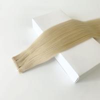 China 12A Straight Flat Weft Remy Hair Extensions Seamless Cuticle Aligned PU Skin Weft 14-26 Inch for sale