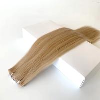 China Double Drawn Flat Track Russian Remy Human Hair Skin PU Weft Extensions 100g 14-26 Inch for sale