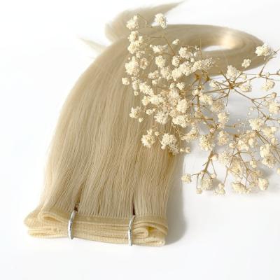 China 100 Remy Human Hair Invisible Flat Wefts Straight 14 to 26 Inch Double Drawn for sale
