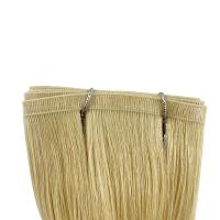 China 100g 100 Remy Human Hair Flat Weft Extensions 14-26 Inch Straight Hand Tied Invisible Weave for sale