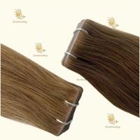 China Remy Human Hair Hand Tied Tape Extensions 4cm x 0.8cm 100% Natural Cuticle Peruvian for sale