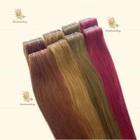 China 100% Remy Human Hair Invisible Tape Hair Extensions 7.5x70cm Double Drawn Straight Body Wave for sale