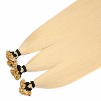 China European Hair Double Drawn Flat Tip Hair Extensions 12-26 Inch Keratin Glue Beads for sale