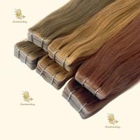 China Invisible Tape Hair Extensions 100% Remy Human Hair 50cm 8cm 3cm Package Size Hand Tied PU for sale