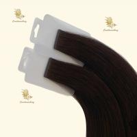 China Dark Brown Double Drawn Slim Tape Hair Extensions Cuticle Aligned European Hair 12-30 Inch for sale