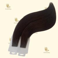 China Dark Brown Double Drawn Slim Tape Hair Extensions Cuticle Aligned European Hair 12-30 Inch for sale