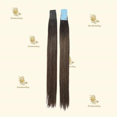 China 22 Inch Brown Tape In Hair Extensions 100% Remy Human Hair Invisible Pre Bonded Stick for sale