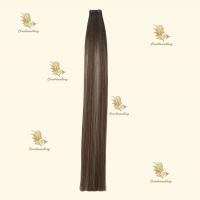 China 22 Inch Brown Tape In Hair Extensions 100% Remy Human Hair Invisible Pre Bonded Stick for sale