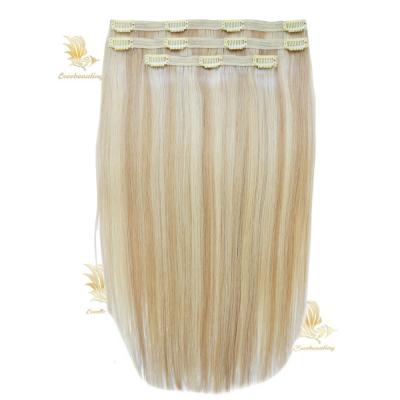 China 100g 180g Double Drawn Virgin Russian Human Hair Seamless Clip in Hair Extensions 14 28 Inch for sale