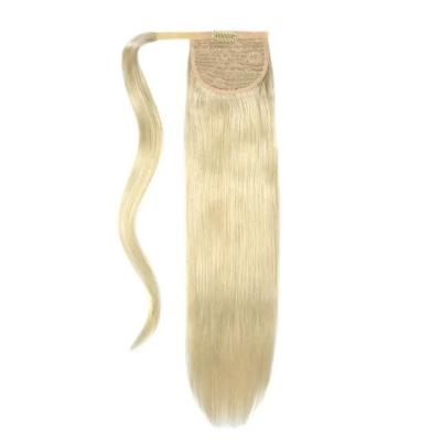 China Customized Double Drawn Straight Blonde Virgin Cuticle Aligned Human Hair Ponytail for sale