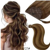 China Cuticle Aligned Raw Virgin Human Hair Ponytail Extensions 90g 14-26 Inch Wholesale for sale