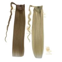 China Custom Double Drawn Remy Human Hair Ponytail Extensions 14-26 Inch 90g Brazilian Salon Quality for sale
