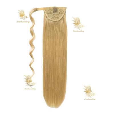 China Remy Human Hair Ponytail Extension 100g 14-26 Inch Double Drawn Virgin Brazilian Hair Wrap Style for sale