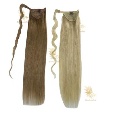 China Remy Human Hair Ponytail 100% Unprocessed Brazilian 14-26 Inch 90g Wrap Style for sale