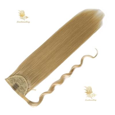 China 100% Remy Human Hair Ponytail Wrap Around Clip in Hair Extensions 90g 14-26 inch for sale