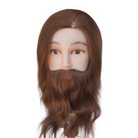China Male Mannequin Head with Beard 100% Human Hair 8-24 Inch Cosmetology Training Doll for Hair Styling for sale