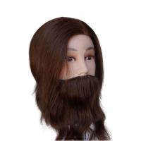 China Male Mannequin Head with Beard 100% Human Hair 8-24 Inch Cosmetology Training Doll for Hair Styling for sale