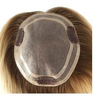China 16 Inch Russian European Hair Blonde Highlight Women Mono Topper 5.5x6 Base for sale