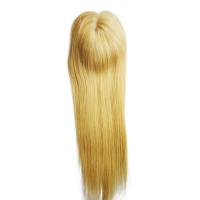 China Mono Base PU European Human Hair Topper 5.5x6 inch Straight Blonde Clip On Hairpiece for Women for sale