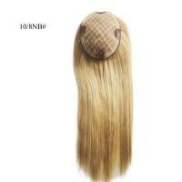 China Women Mono Lace Base Hairpiece 13x17 cm Highlight Brown Human Hair Topper 16 inch 130% Density for sale