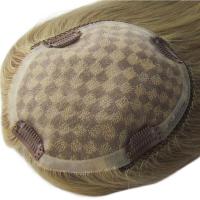 China Women Mono Lace Base Hairpiece 13x17 cm Highlight Brown Human Hair Topper 16 inch 130% Density for sale
