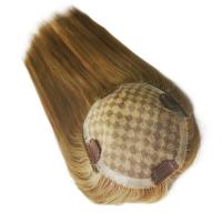 China Women Mono Lace Base Hairpiece 13x17 cm Highlight Brown Human Hair Topper 16 inch 130% Density for sale
