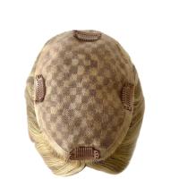 China Women Mono Lace Base Hairpiece 13x17 cm Highlight Brown Human Hair Topper 16 inch 130% Density for sale