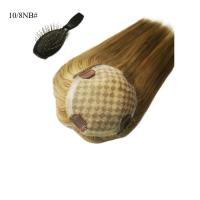 China Women Mono Lace Base Hairpiece 13x17 cm Highlight Brown Human Hair Topper 16 inch 130% Density for sale