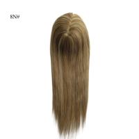 China 16 Inch Mono Topper Hand Tied Monofilament Human Hair Piece 130% Density for sale