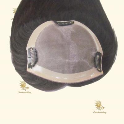 China Natural Color Mono Base Hair Topper for Women 100% Remy Human Hair 14-20 Inch 110% Density for sale