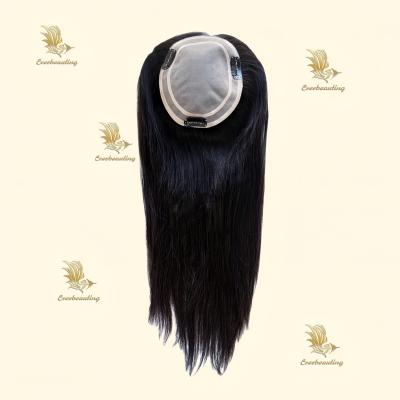 China Hand Tied Mono Base Hair Topper for Women 100% Remy Human Hair 5x5 inch Natural Color for sale