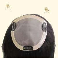 China Hand Tied Mono Base Hair Topper for Women 100% Remy Human Hair 5x5 inch Natural Color for sale