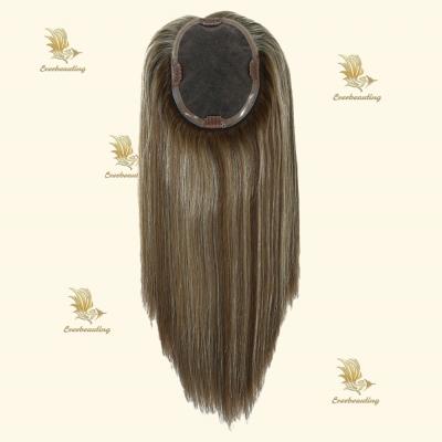 China Monofilament Human Hair Topper for Women 5x6.5 Inch Silk Base 130% Density for sale