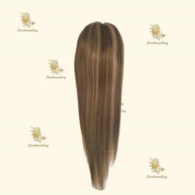 China Swiss Lace European Mono Silk Base Hair Topper 5x6.5 Inch Virgin Remy Human Hair 130% Density for sale