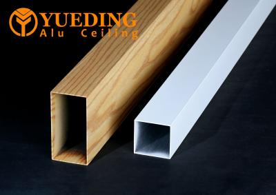 China Aluminum Extrusion Square Hollow Tube 0.8-3mm Thickness Wood Grain Printed for Office Partitions for sale