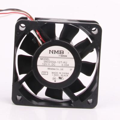 China Original NMB Hotels 12V 06020SA-12T-AU 0.33A 60X60X25MM 6CM Industrial Centrifugal Fan 6020 4 Wire Double Ball Bearings for sale