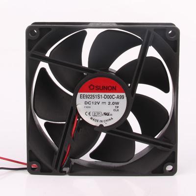 China Hotels 92X92X25MM EE92251S1-D00C-A99 12v 2.0W 9025 9CM ultra quiet chassis exhaust ventilation centrifugal industrial fan for sale