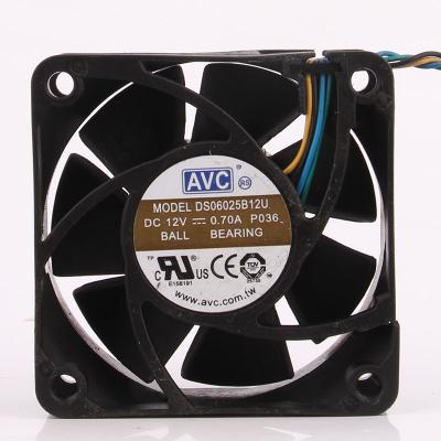 China Hotels AVC 6025 DS06025B12U 12V 0.7A 6cm/cm 60x60x25mm 25.2 CFM 5200 RPM 4 Wire Temperature Control CPU Heat Dissipation Fan for sale