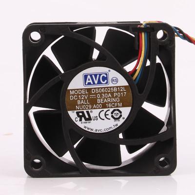 China Genuine 6CM Hotels 6025 12V 0.30A Double Ball Bearing 4 BAL Silent Temperature Control DS06025B12L 60x60x25mm Double Wire Fan for sale