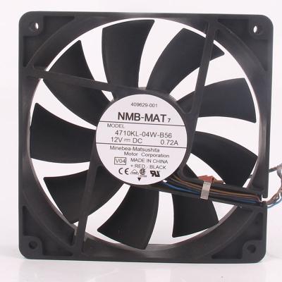 China Hotels 4710KL-04W-B56 12V 0.72A 12CM 120x120x25mm four-wire temperature control of 12025 double centrifugal fan ball bearing PWM for sale