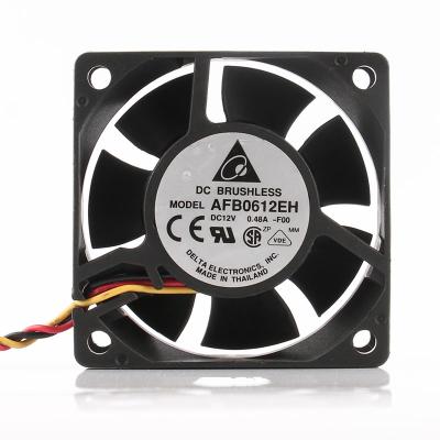 China Hotels Delta 60*60*25mm AFB0612EH 6025 6CM Temperature Controlled DC 12V 0.48A PWM Speed ​​Control Vertical Axial Flow Exhaust Fan for sale