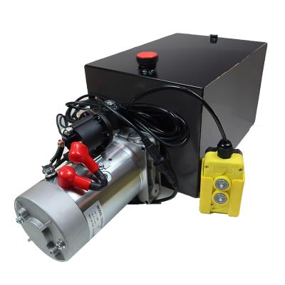 China DC 12V 1.6kw Single Acting Hydraulic Power Unit with 12L Steel Tank 2 Push Button Switches for Lifter, Wreckers, Stacker for sale