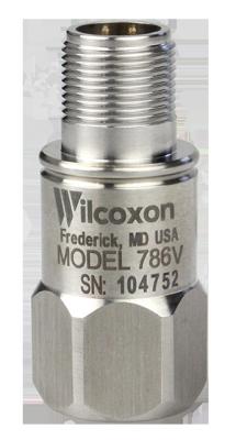 China Hermetically sealed Amphenol 786V velocity transducer with PZT shear sensing element and IP67 rating for sale