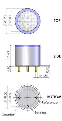 China Gas Detector Sensor Amphenol EC4-2000-SO2 Industrial Sulfur Dioxide Sensor with Linear Response Range for sale