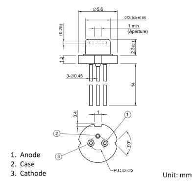 China High speed optical photodiode California Eastern Laboratories KPDEA007-56F-B InGaAs Avalanche type with 5.6mm CAN package for sale
