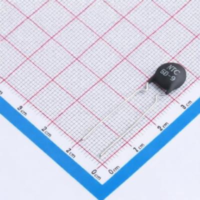 China temperature sensor DGCX NTC 5D-9 with inward bent leads black phenolic resin body and copper wire leads for sale