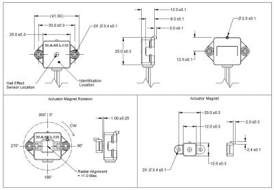 China Precision Hall Effect absolute rotary position sensor Littelfuse 55200-00-02-C with 360 degree range for sale